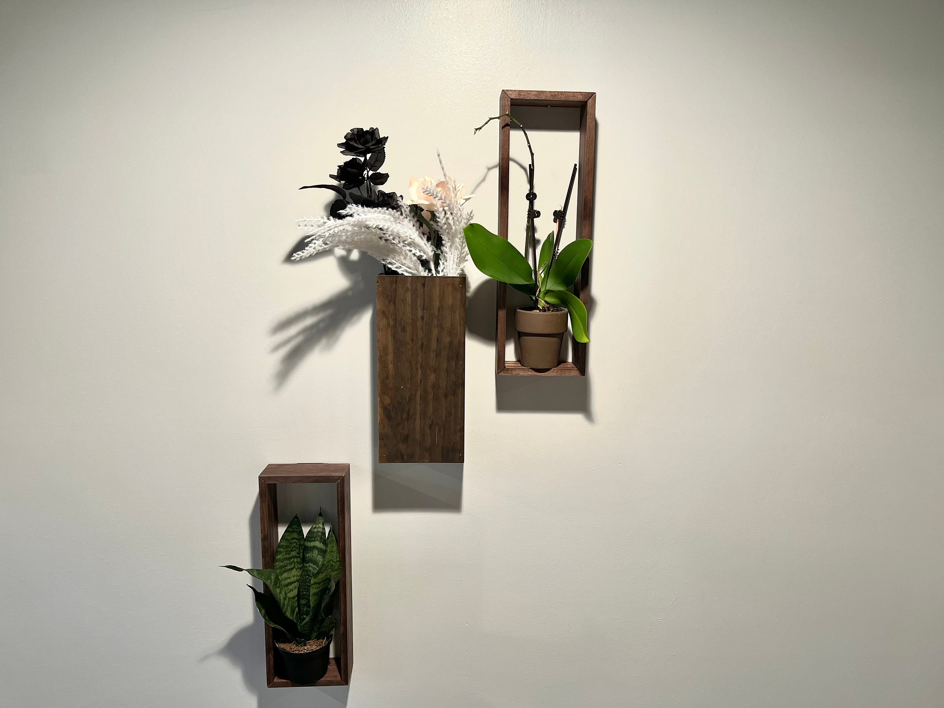 SET OF 2 Long Wood Box Wall Décor Wood Shelving Rustic Farmhouse Wall ...