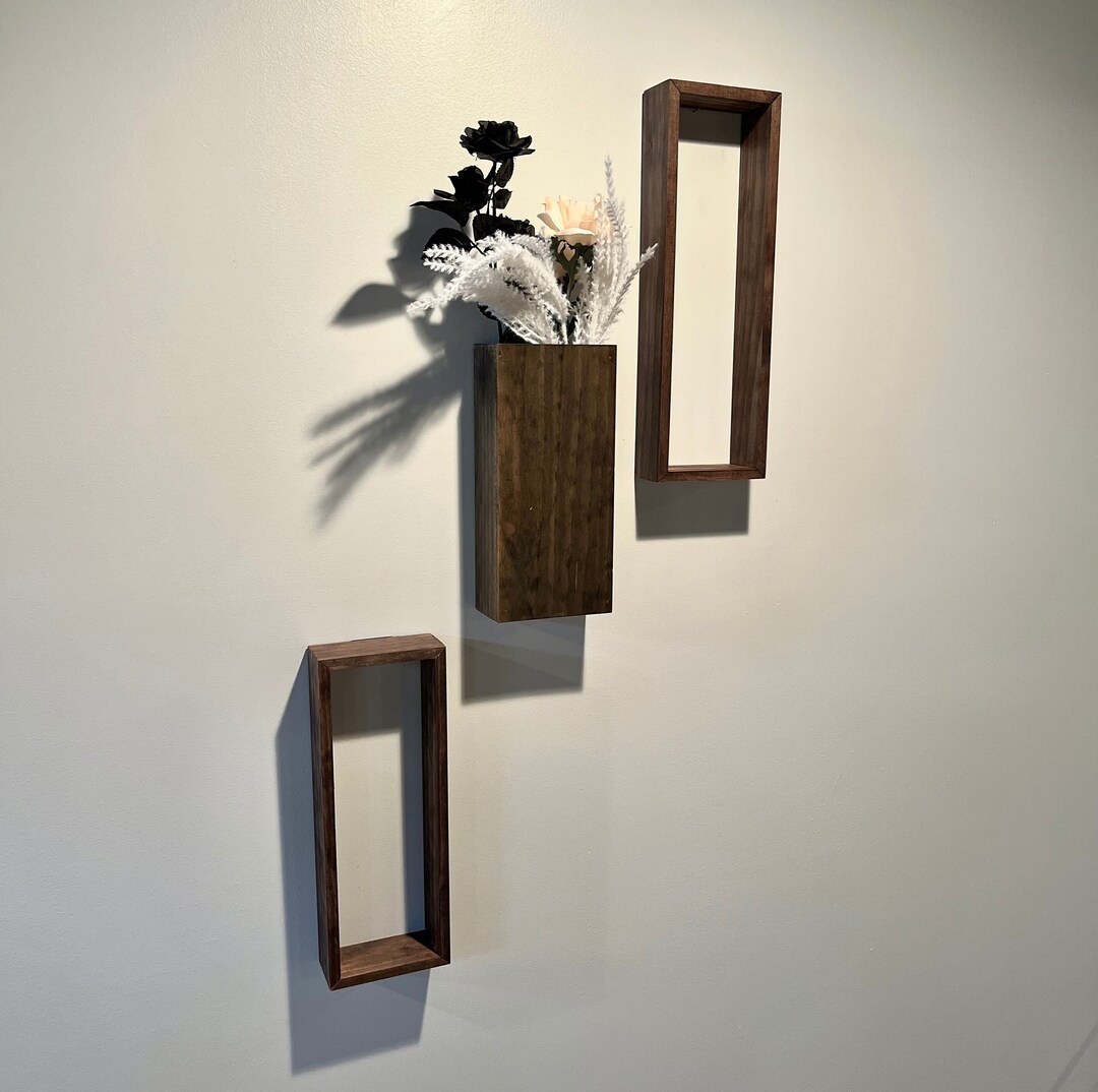 SET OF 2 Long Wood Box Wall Décor Wood Shelving Rustic Farmhouse Wall ...