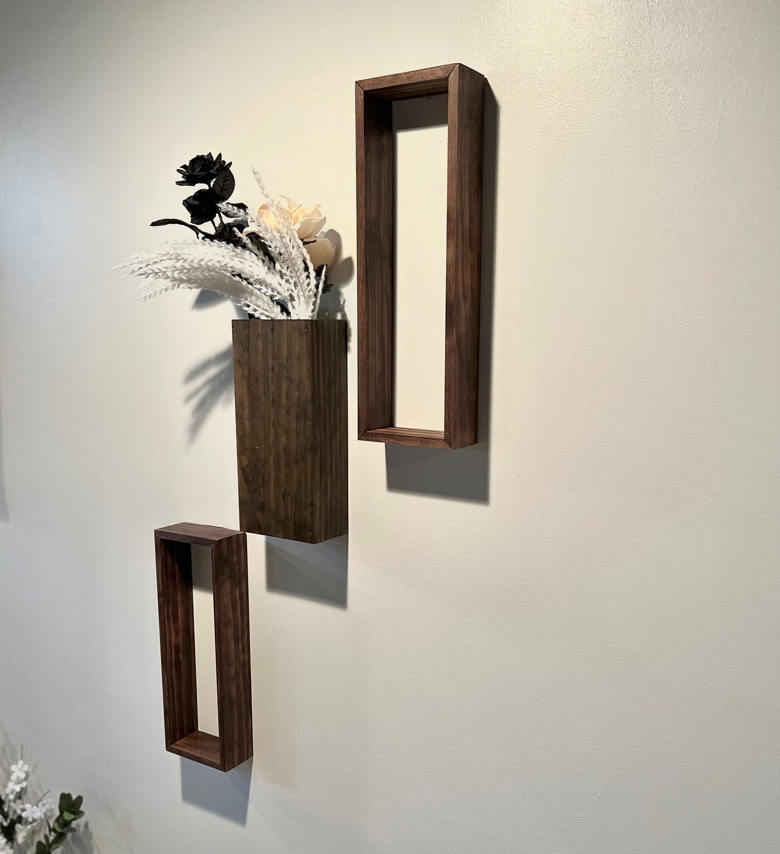 SET OF 2 Long Wood Box Wall Décor Wood Shelving Rustic Farmhouse Wall ...