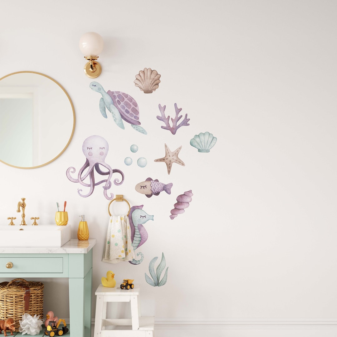 Sea Life Play Stickers, Ocean Theme, Turtle, Starfish, Shells Peel ...
