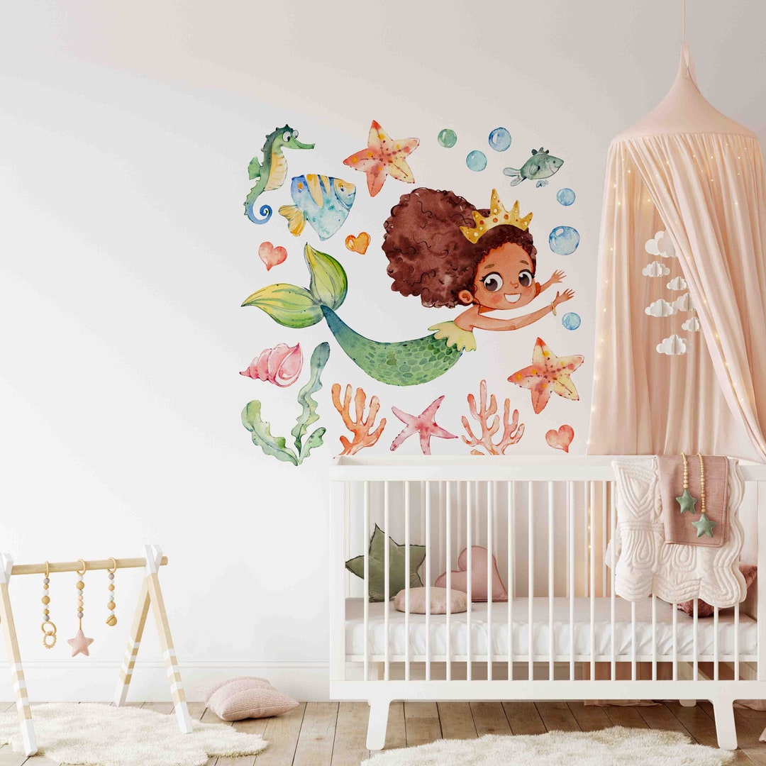 Mermaid World Decal, Peel & Stick Decals for Nursery, Removable Decals ...
