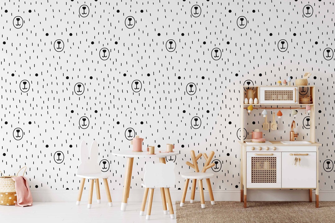 Hidden Bear Peel & Stick Wallpaper, Removable Animal Pattern ...