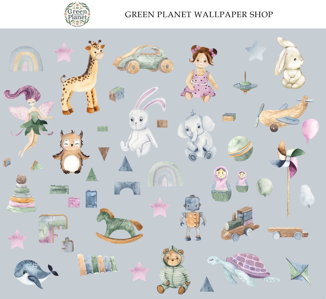 Cute Kid's Elements Decals Animals Sea Life Toys Peel & - Etsy