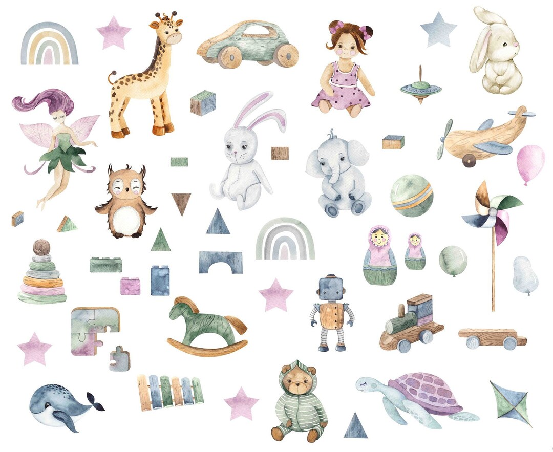 Cute Kid's Elements Decals, Animals, Sea Life, Toys Peel & Stick Decals ...