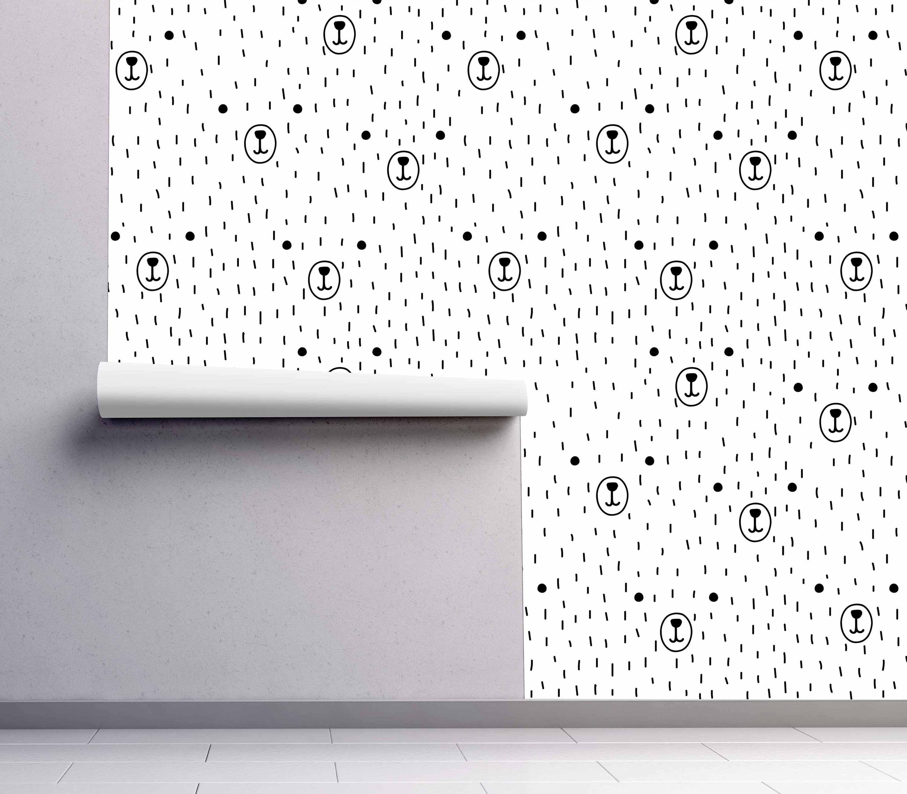 Hidden Bear Peel & Stick Wallpaper, Removable Animal Pattern ...