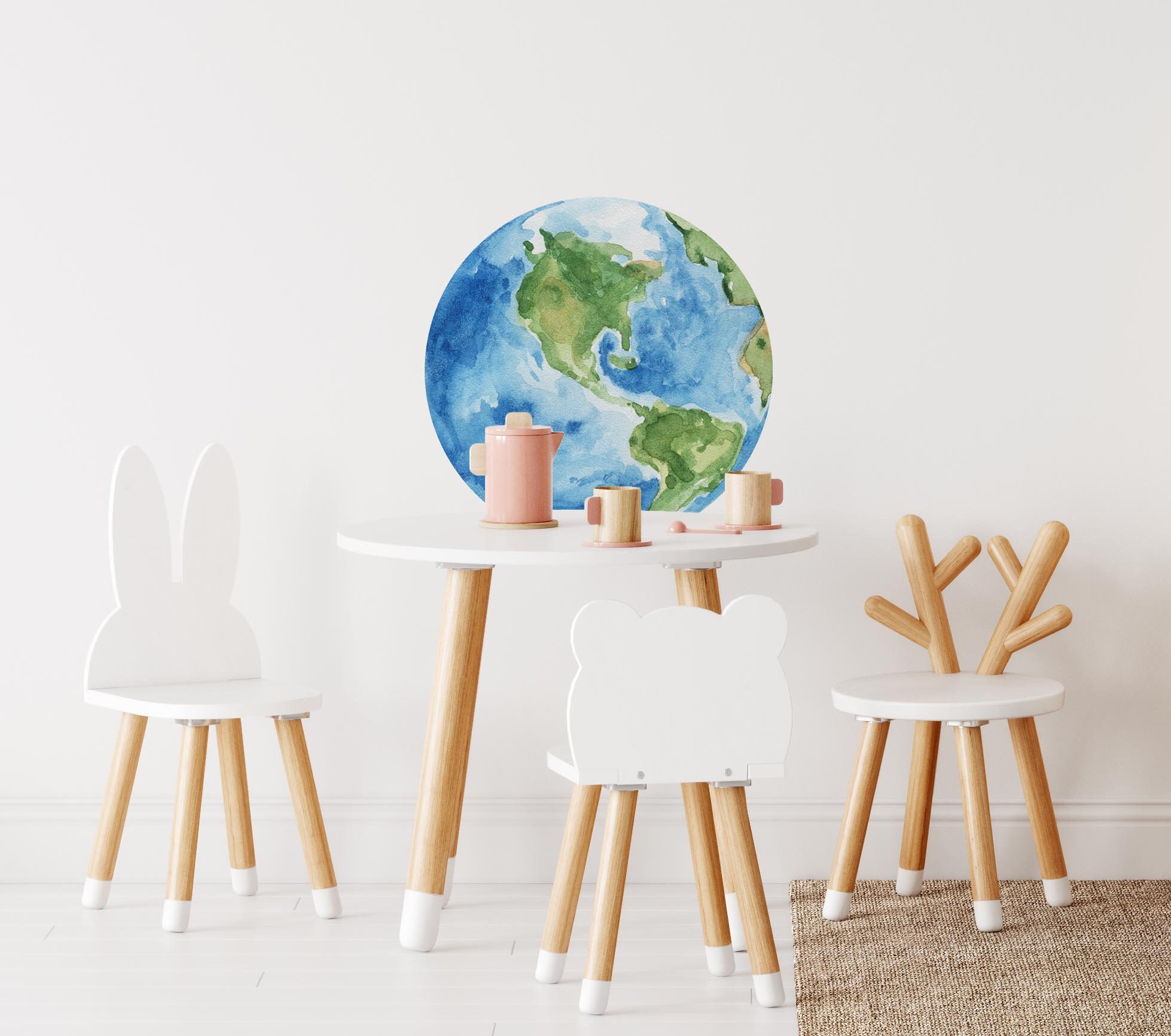 Watercolor Earth Decal, Peel & Stick Decals for Nursery, Removable ...