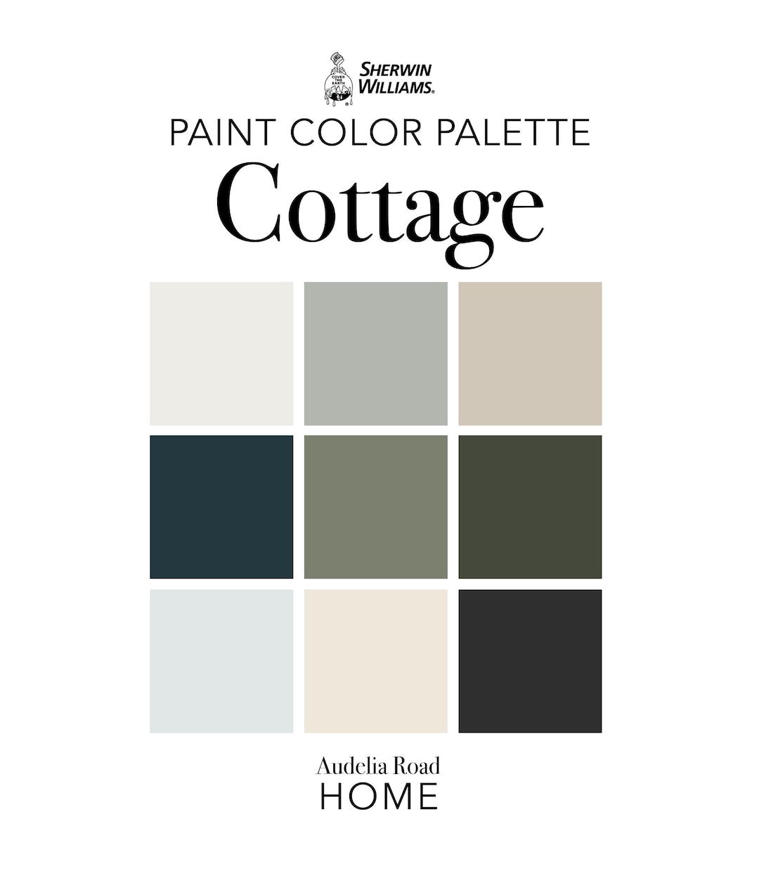 Cottage Paint Color Palette - Sherwin Williams, Interior Design Color ...
