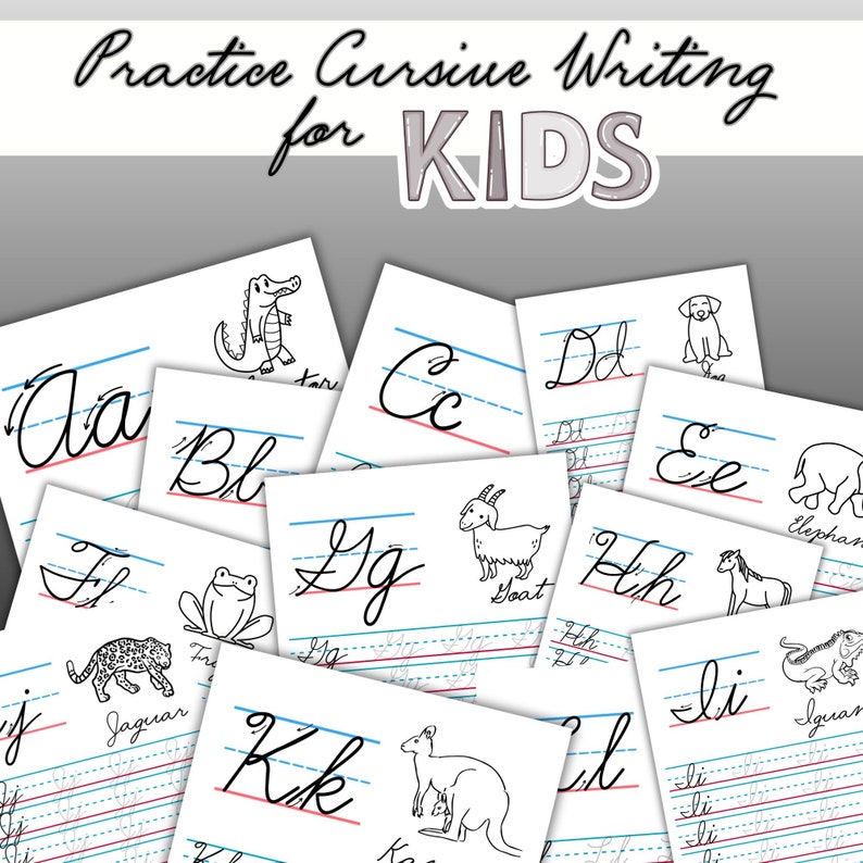 Cursive Letter Practice Sheets Printable Kids Handwriting - Etsy