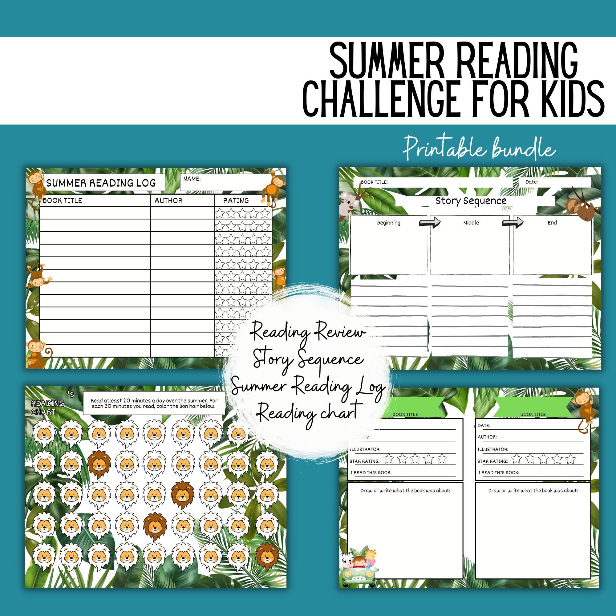 Summer Reading Challenge for Kids Printable Reading Log - Etsy