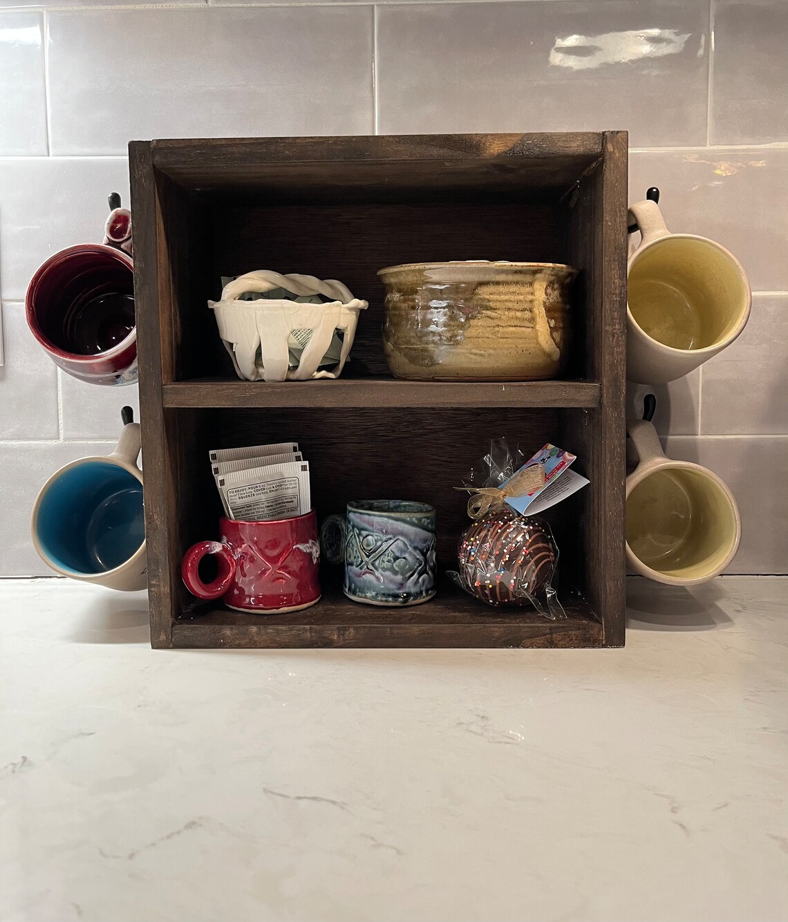 Rustic Farmhouse Coffee Bar Shelf and Mug Holder Country Decor - Etsy
