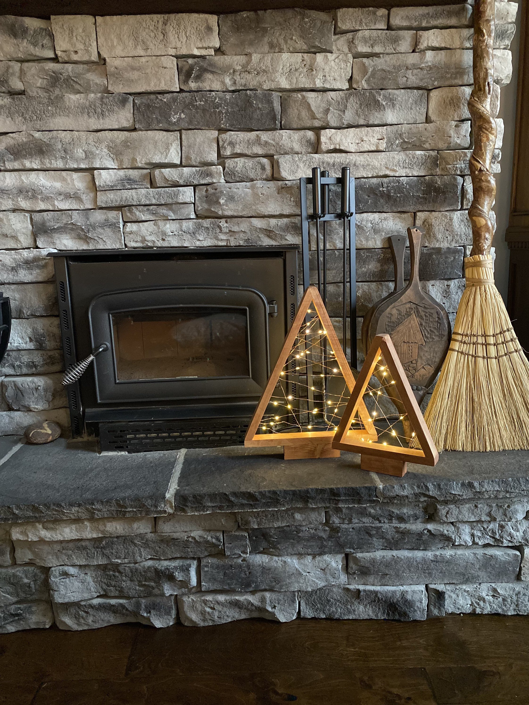 Handmade Modern Rustic Farmhouse Christmas Holiday Tree With Lights Set ...