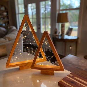 Handmade Modern Rustic Farmhouse Christmas Holiday Tree With Lights Set ...