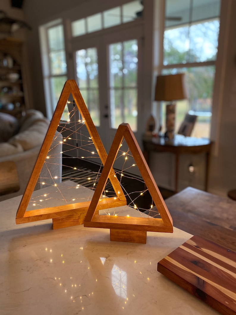 Handmade Modern Rustic Farmhouse Christmas Holiday Tree With Lights Set ...