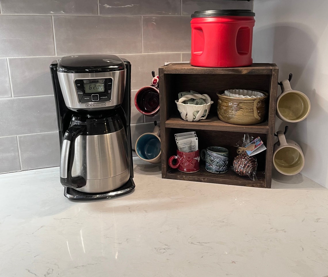 Rustic Farmhouse Coffee Bar Shelf and Mug Holder Country Decor - Etsy