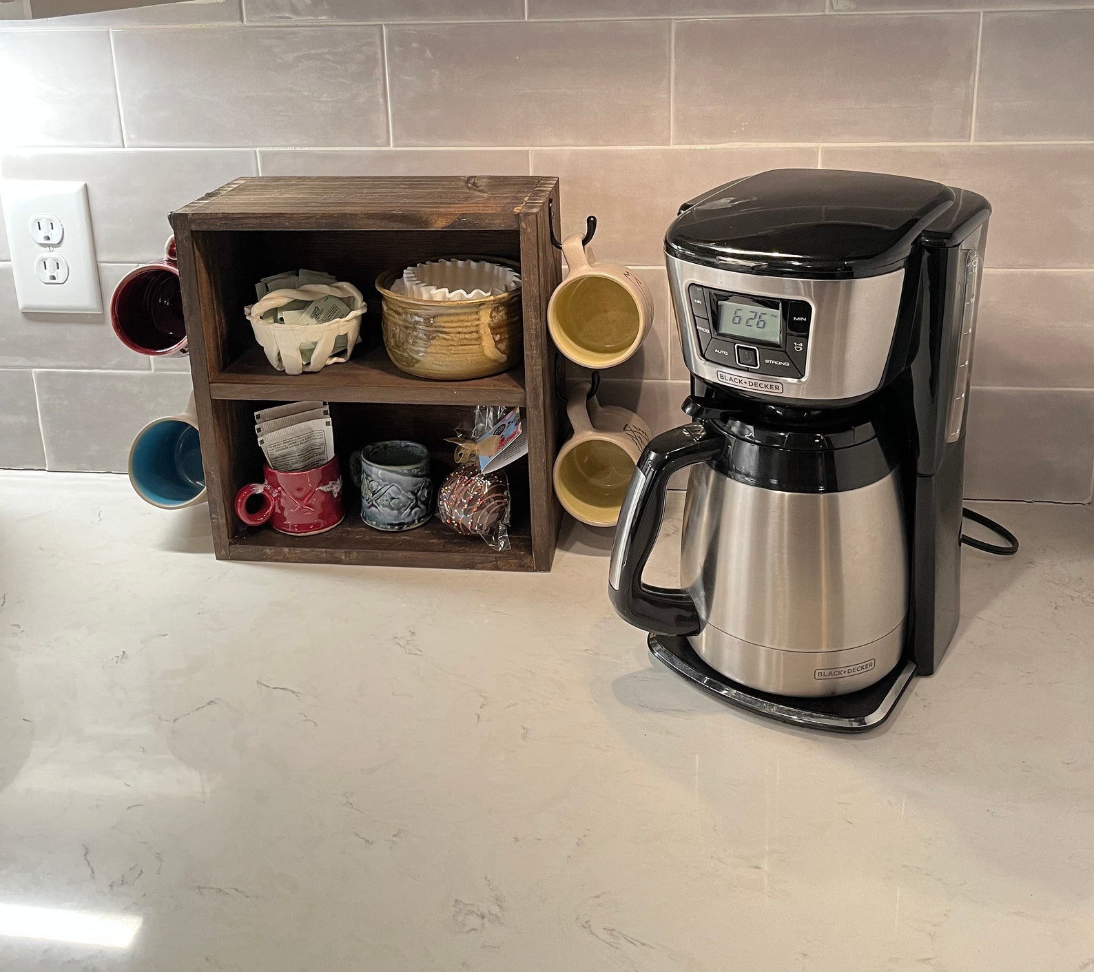 Rustic Farmhouse Coffee Bar Shelf and Mug Holder Country Decor - Etsy