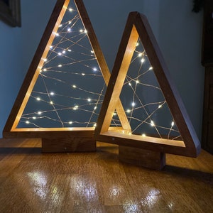 Handmade Modern Rustic Farmhouse Christmas Holiday Tree With Lights Set ...