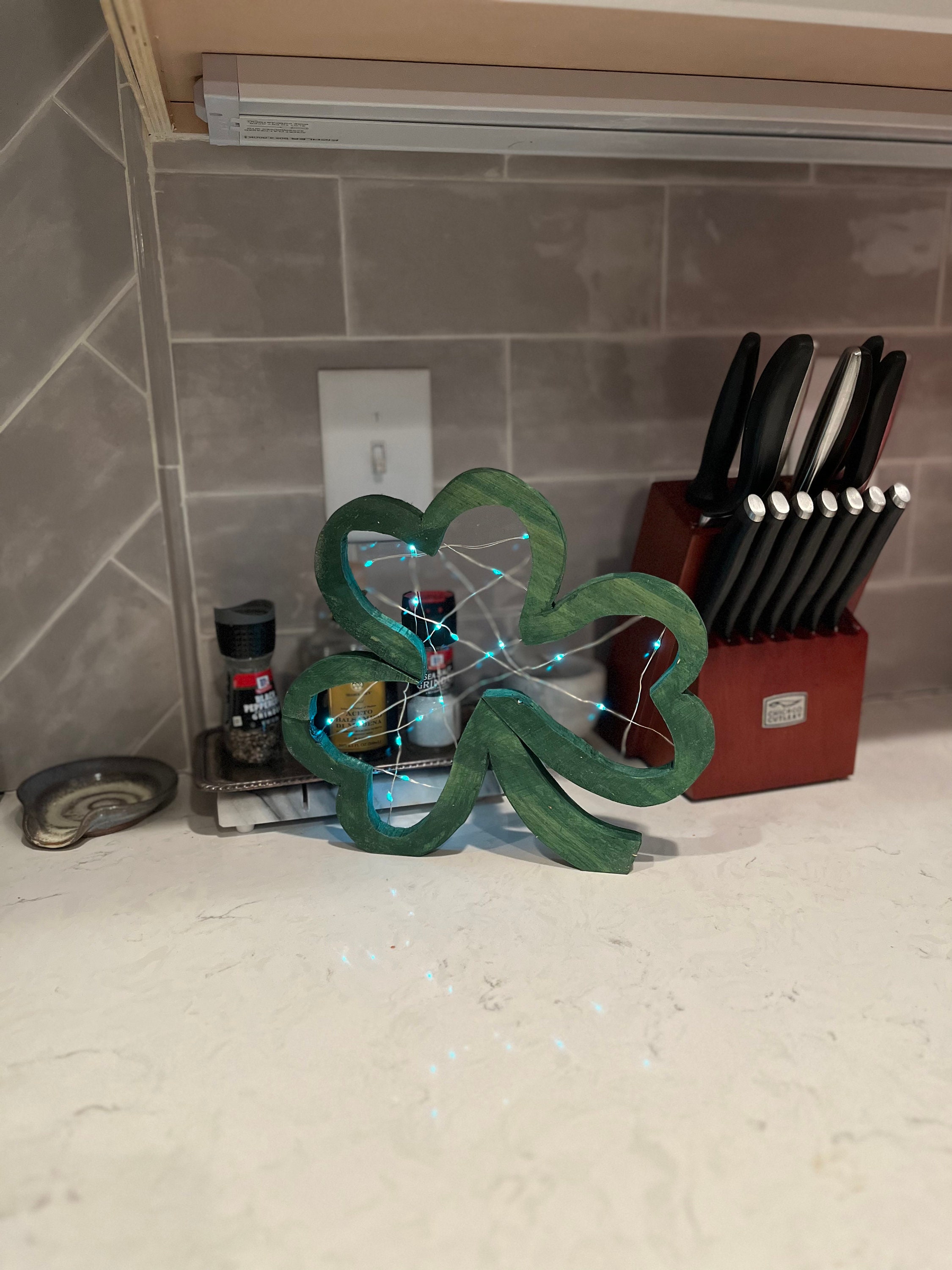 Handmade Modern Rustic Farmhouse Lighted Wooden Shamrock St. Patricks ...