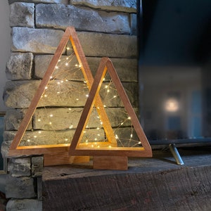 Handmade Modern Rustic Farmhouse Christmas Holiday Tree With Lights Set ...