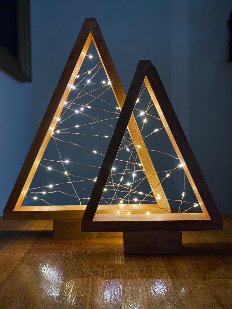Handmade Modern Rustic Farmhouse Christmas Holiday Tree With Lights Set ...