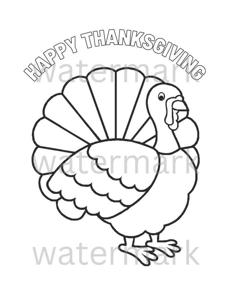 Happy Thanksgiving Turkey Coloring Sheet Download - Etsy