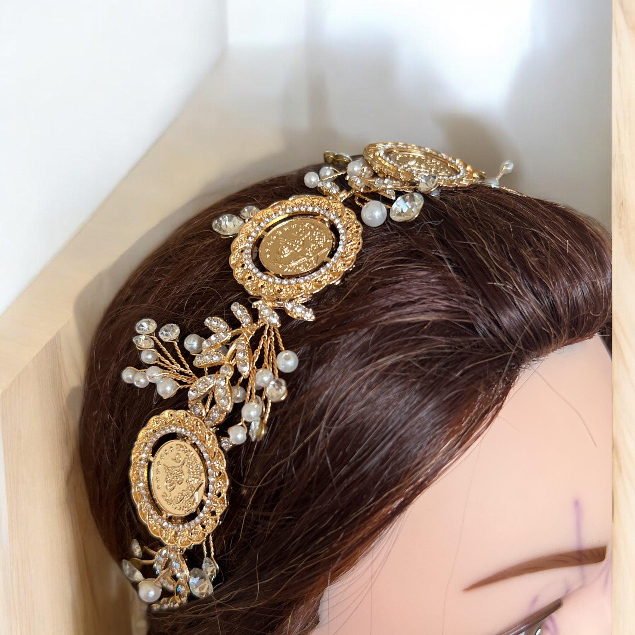 Tayyiba Five Coins Pearls Headpiece - Etsy