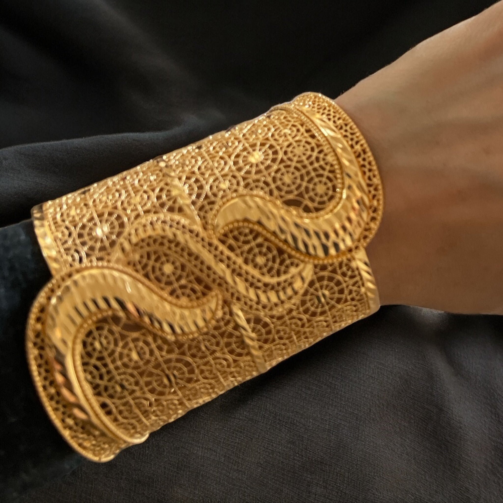 Turmussaya Pleated Gold Bracelet and Ring - Etsy