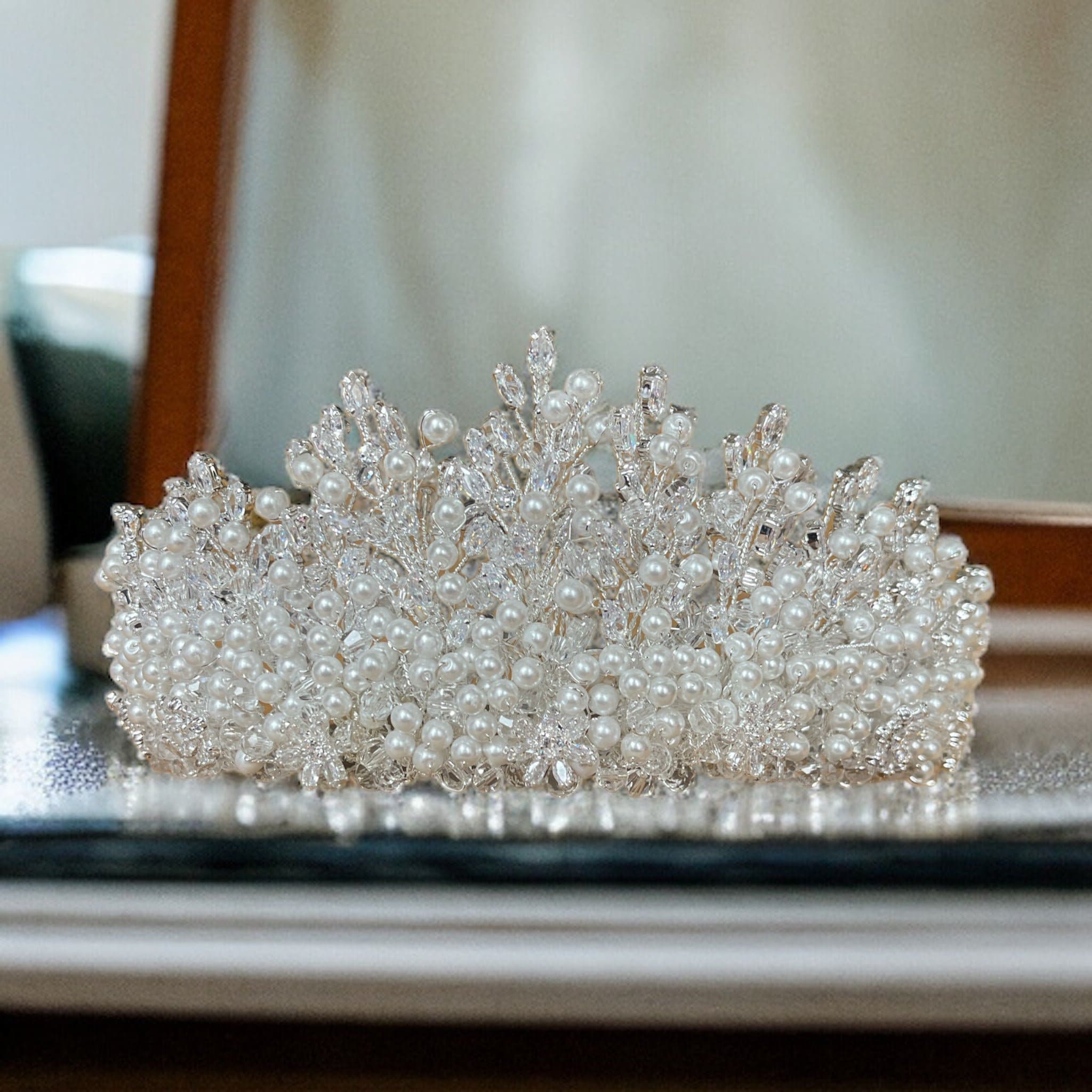 Turmusaya Bridal Pearls Wedding Crown - Etsy