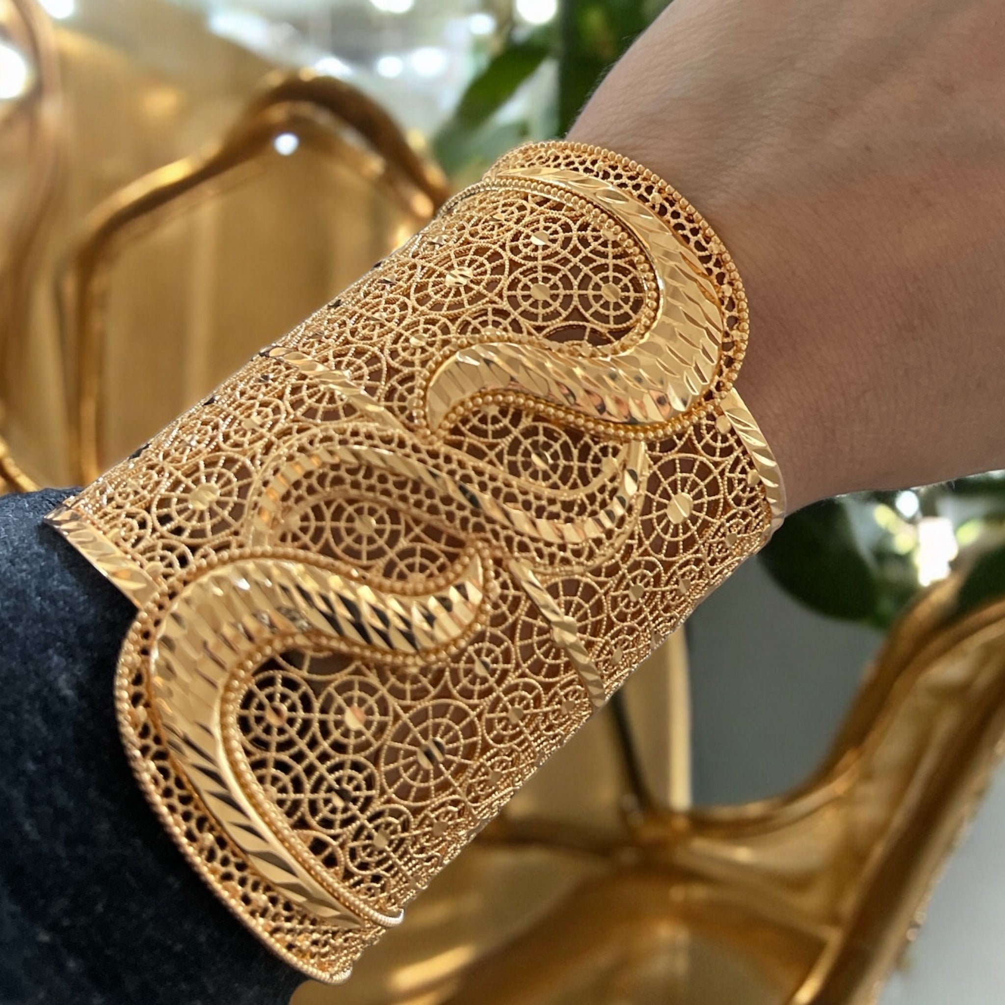 Turmussaya Pleated Gold Bracelet and Ring - Etsy