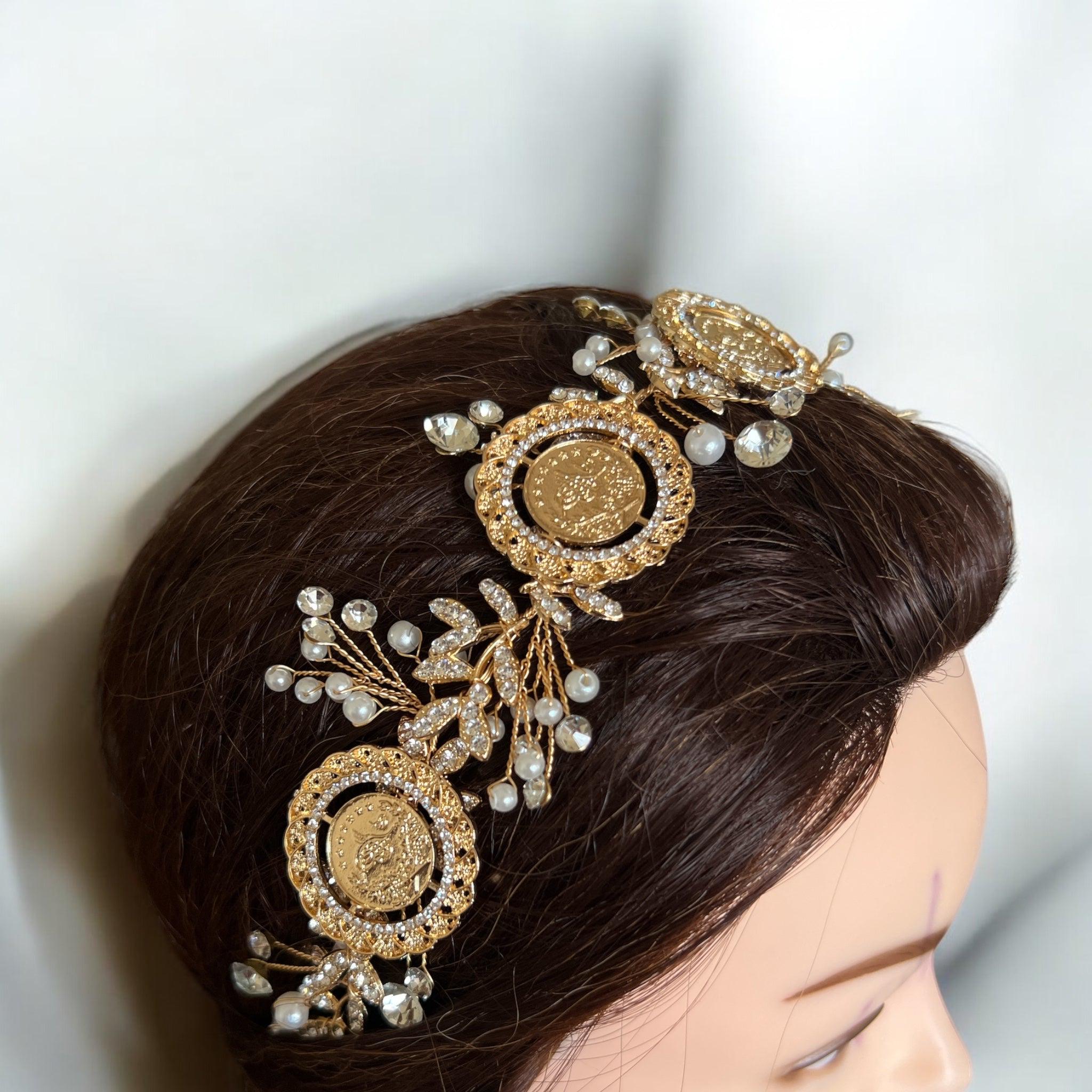Tayyiba Five Coins Pearls Headpiece - Etsy