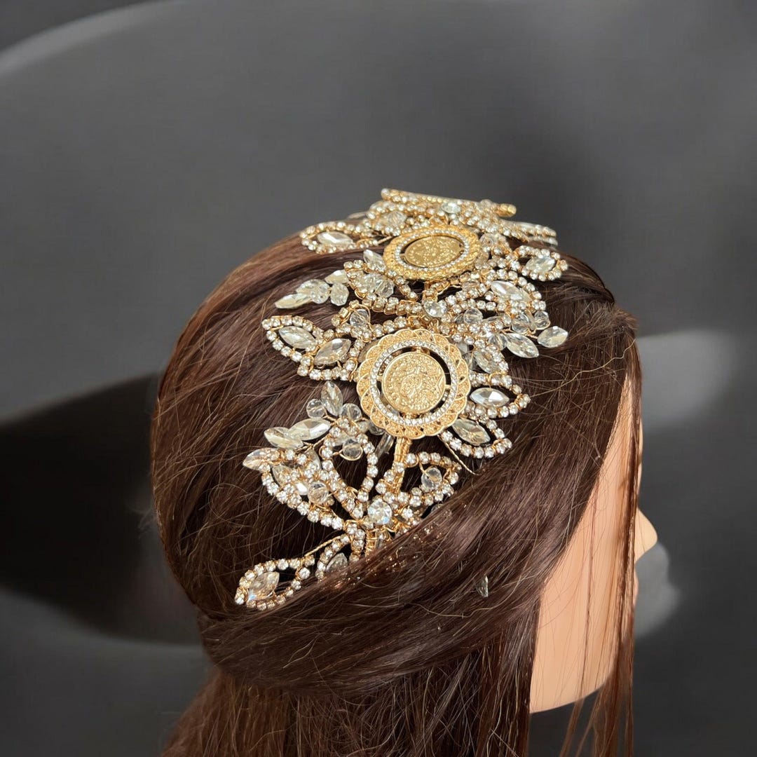 Caesarea Four Coins Gold and Crystal Headpiece - Etsy