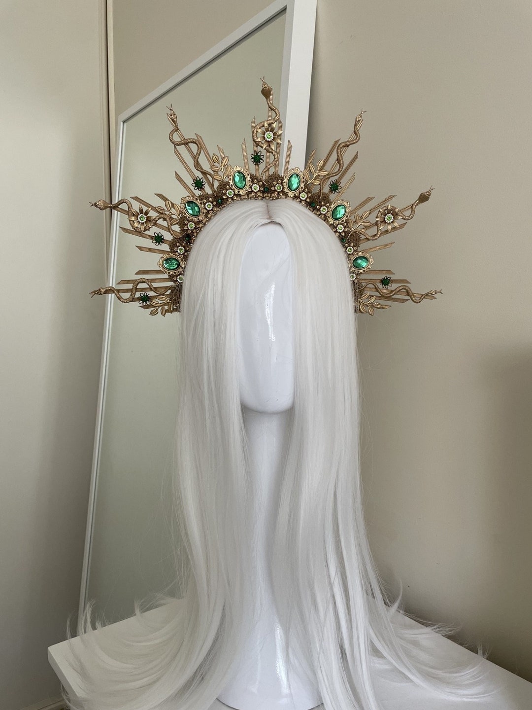 Gold Halo Crown, Snake Crown, Drag Queen, Festival Headpiece, Goddess ...