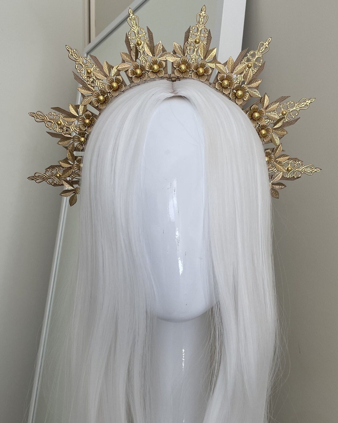 Gold Halo Crown, Wedding Tiara, Drag Queen, Festival Headpiece, Hair ...