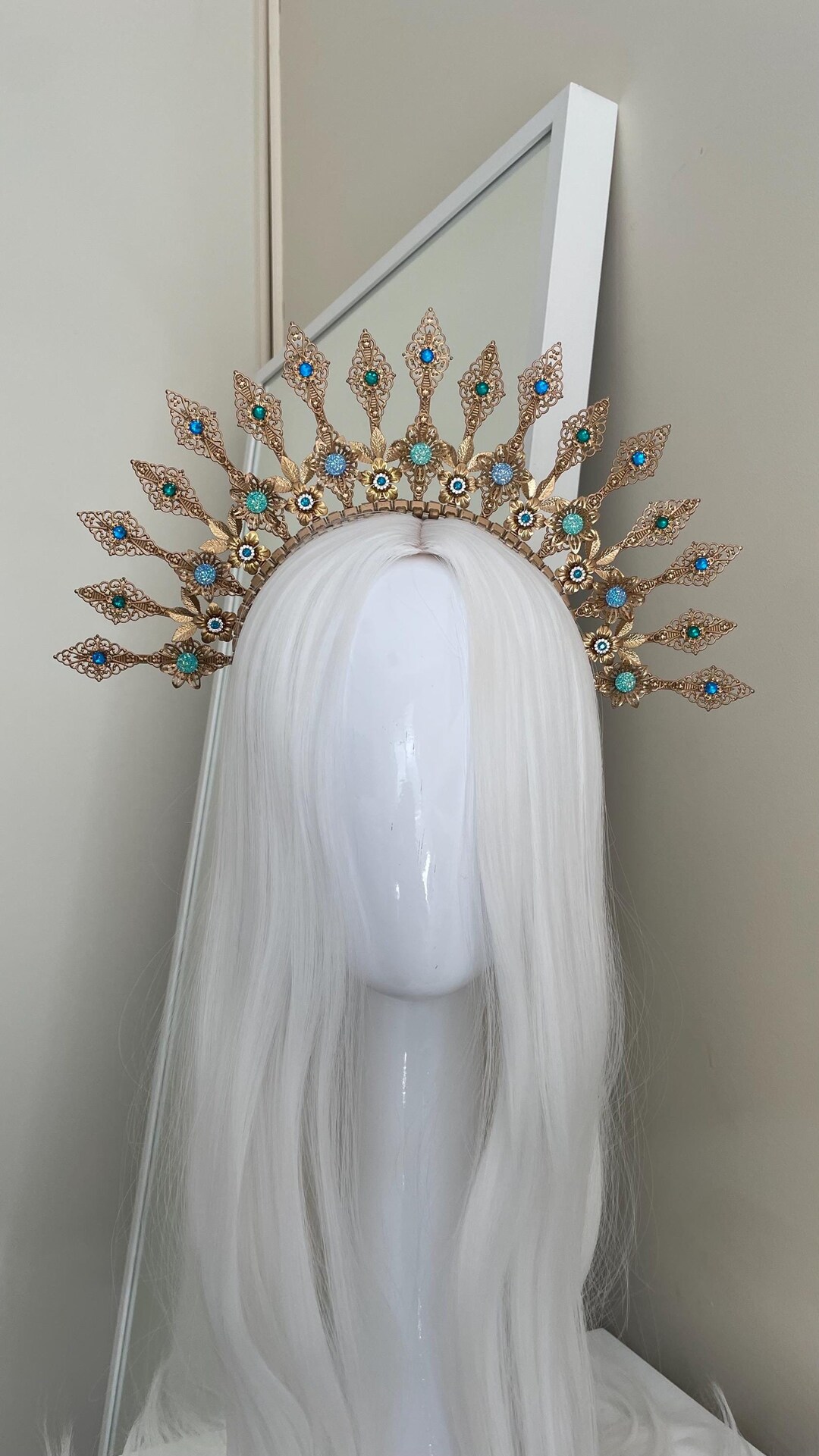 Gold Halo Crown, Tiara, Goddess Crown, Drag Queen, Festival Headpiece ...