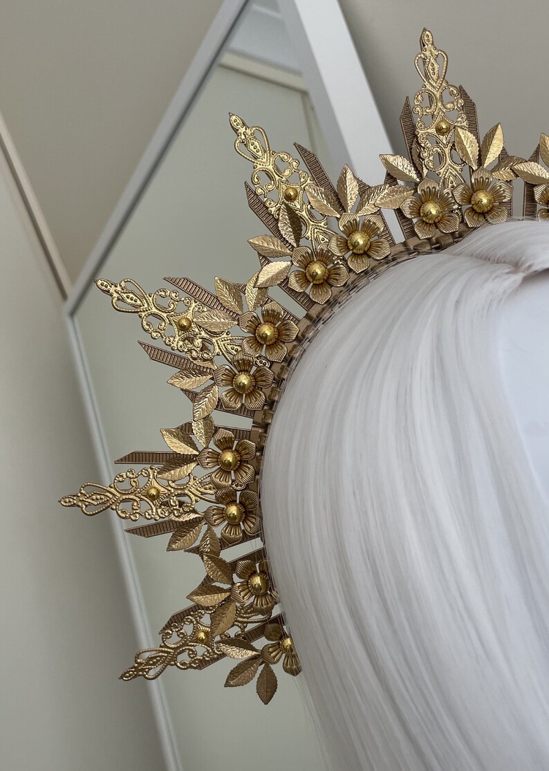 Gold Halo Crown, Wedding Tiara, Drag Queen, Festival Headpiece, Hair ...