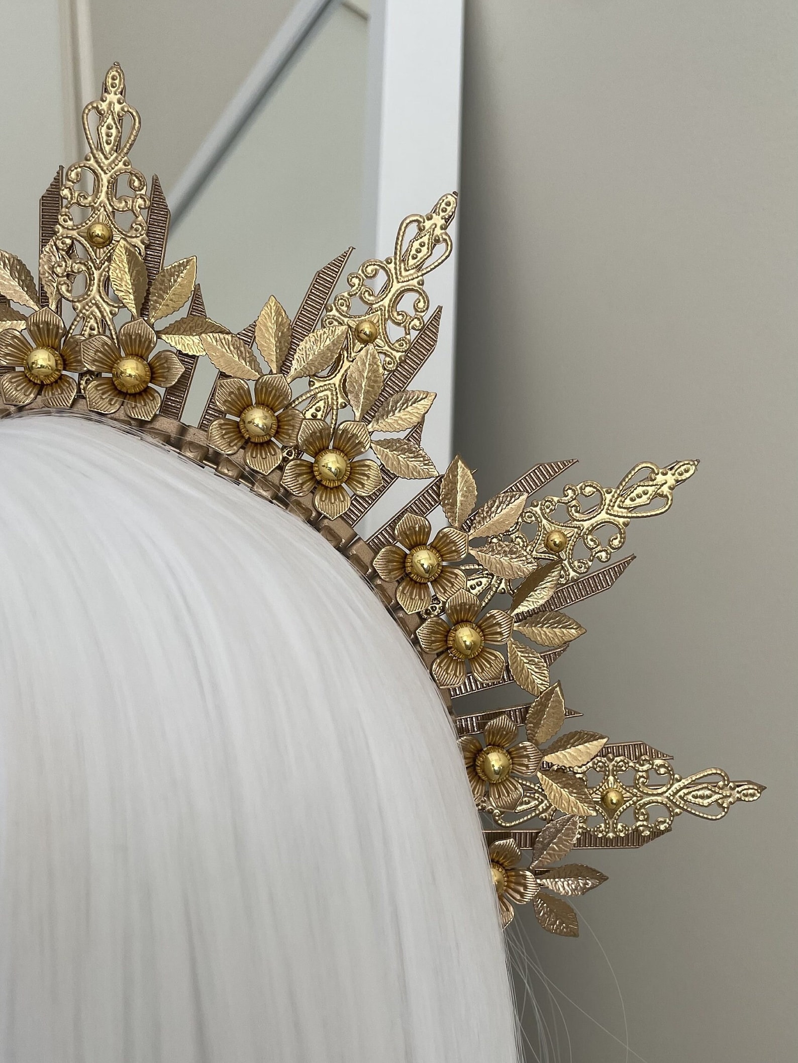 Gold Halo Crown, Wedding Tiara, Drag Queen, Festival Headpiece, Hair ...