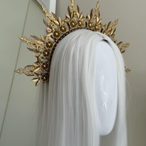 Gold Halo Crown, Wedding Tiara, Drag Queen, Festival Headpiece, Hair ...