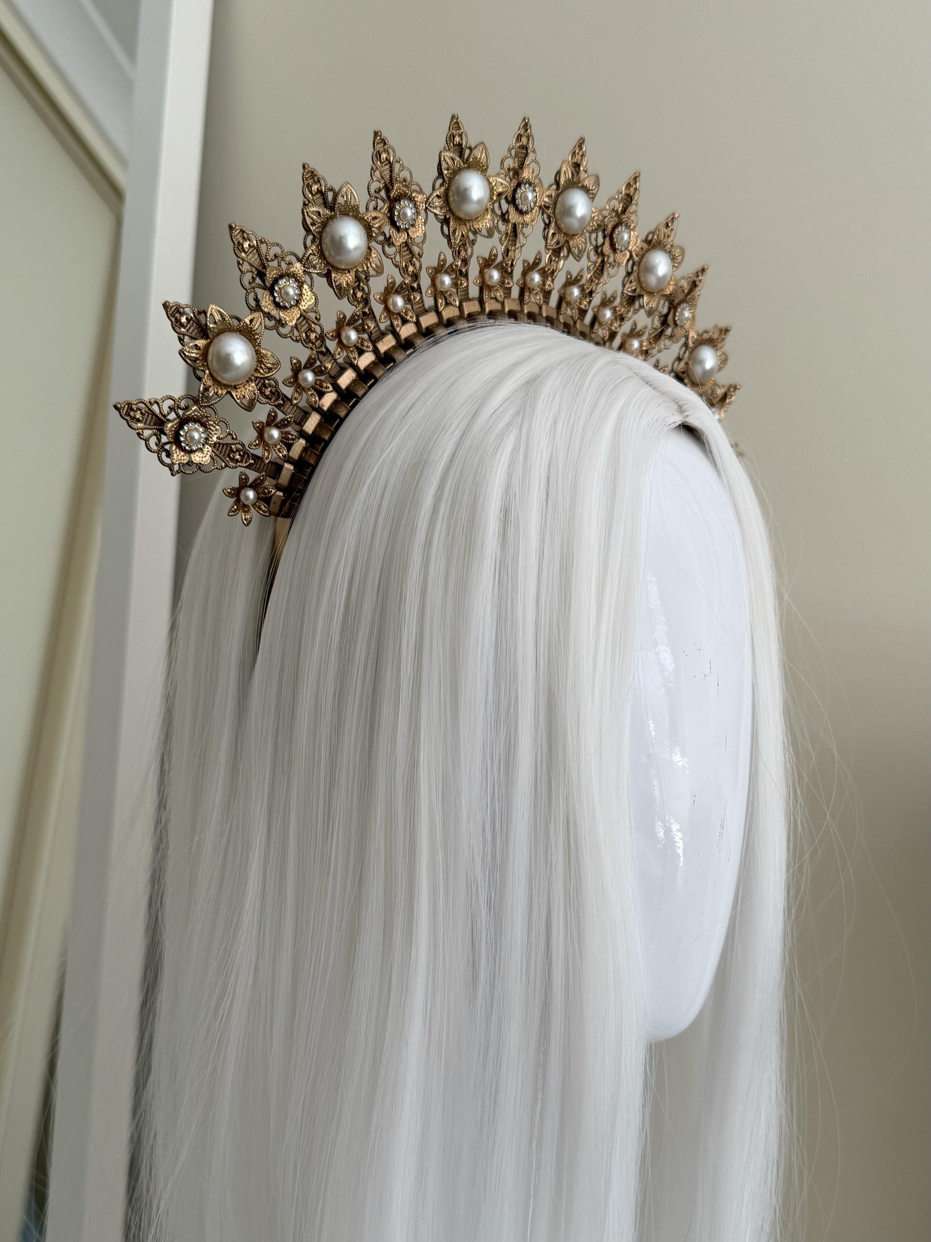 Gold Halo Crown, Wedding Tiara, Drag Queen, Festival Headpiece, Hair ...