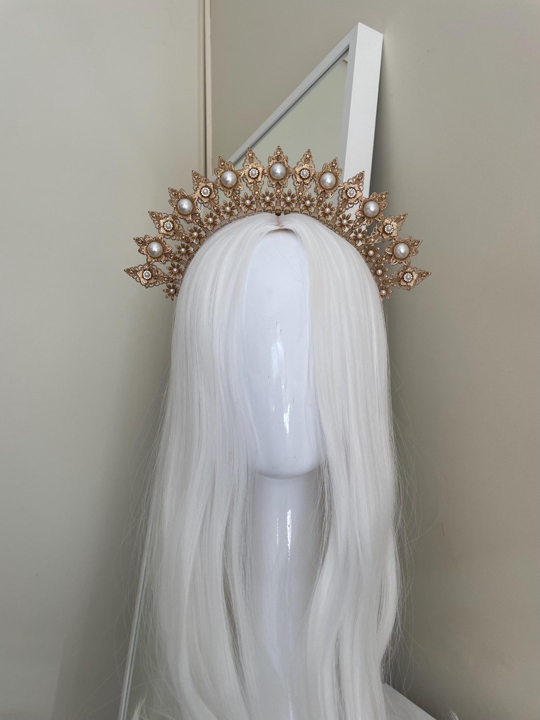 Gold Halo Crown, Wedding Tiara, Drag Queen, Festival Headpiece, Hair ...