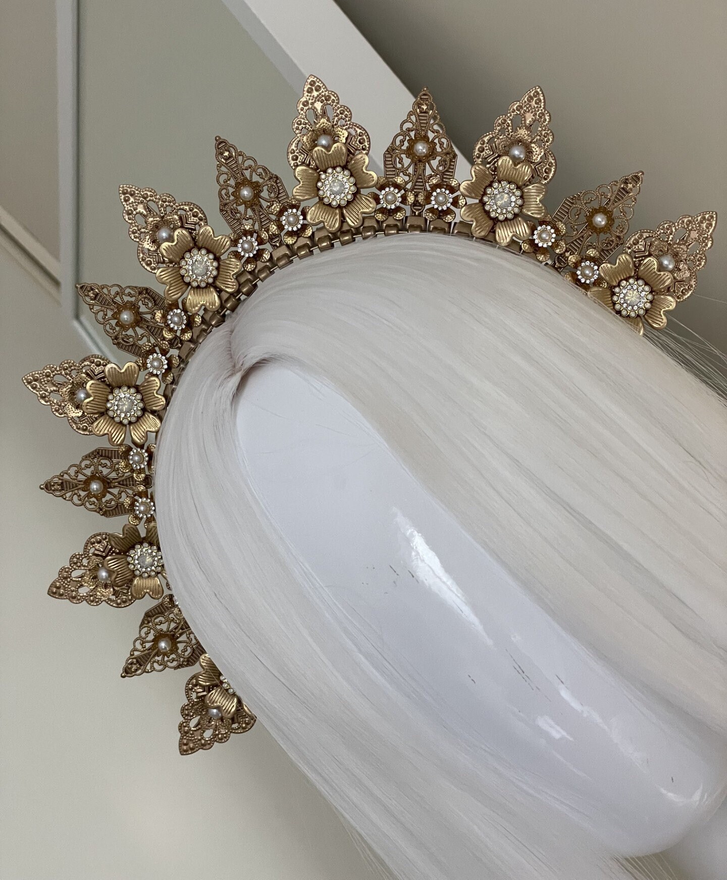 Gold Halo Crown, Wedding Tiara, Drag Queen, Festival Headpiece, Hair ...