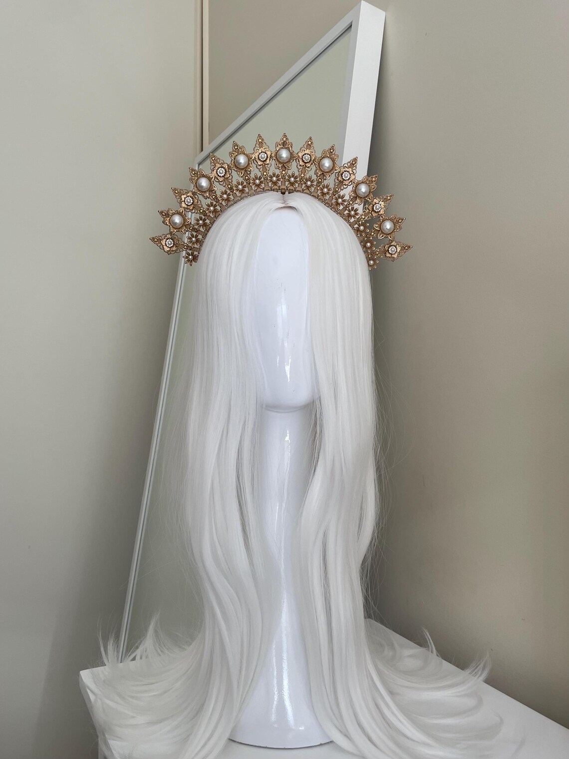 Gold Halo Crown, Wedding Tiara, Drag Queen, Festival Headpiece, Hair ...