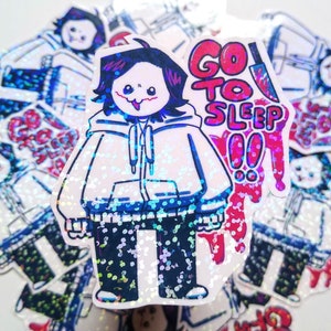 Go to Sleep Jeff the Killer Sticker Creepypasta Holographic Chibi ...