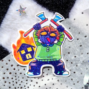 Burn! Ticci Toby Sticker || Creepypasta Holographic Chibi Waterproof ...