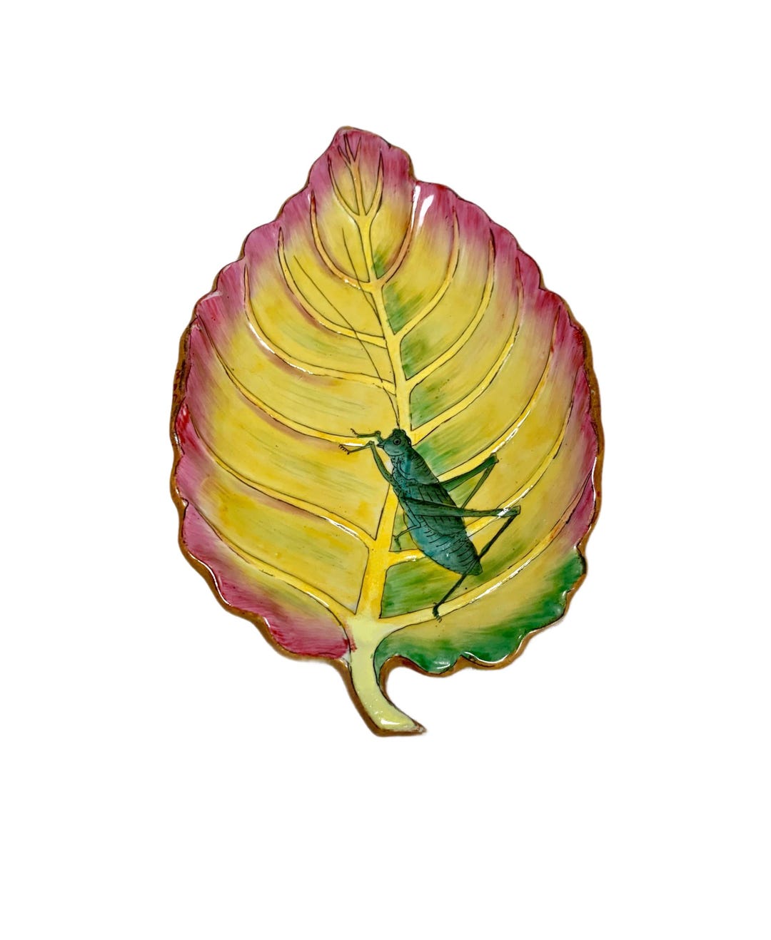 Hand-painted Glazed Ceramic Decorative Autumn Harvest Maple Tree Leaf ...