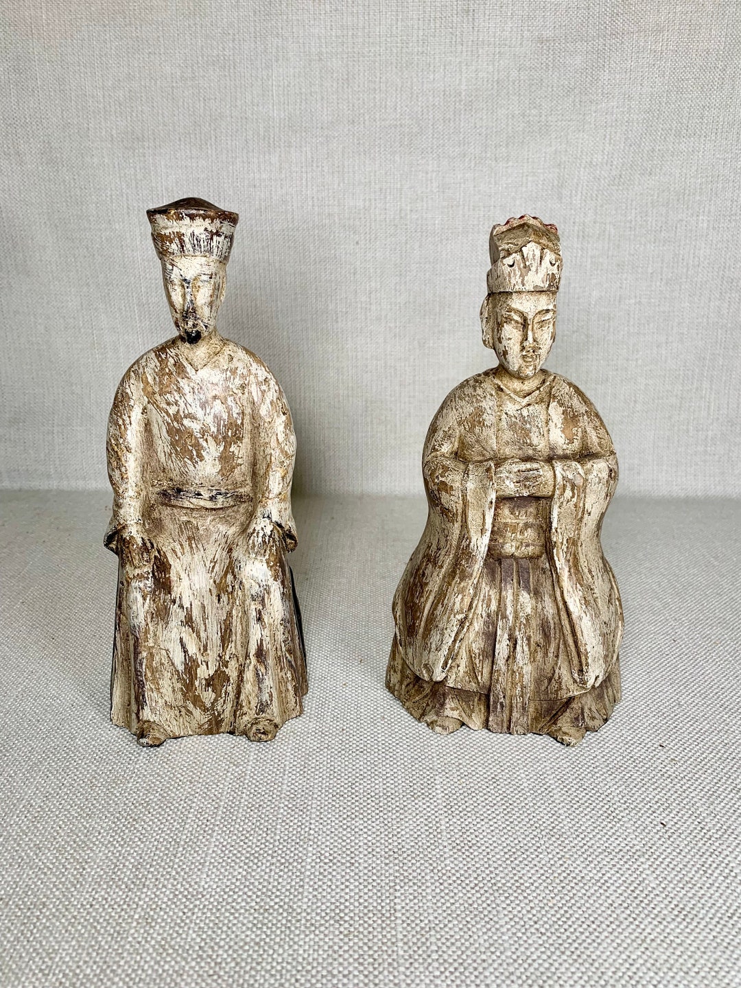 Hand Carved Statues Figurines of Ancient Chinese Emperor and Empress in ...