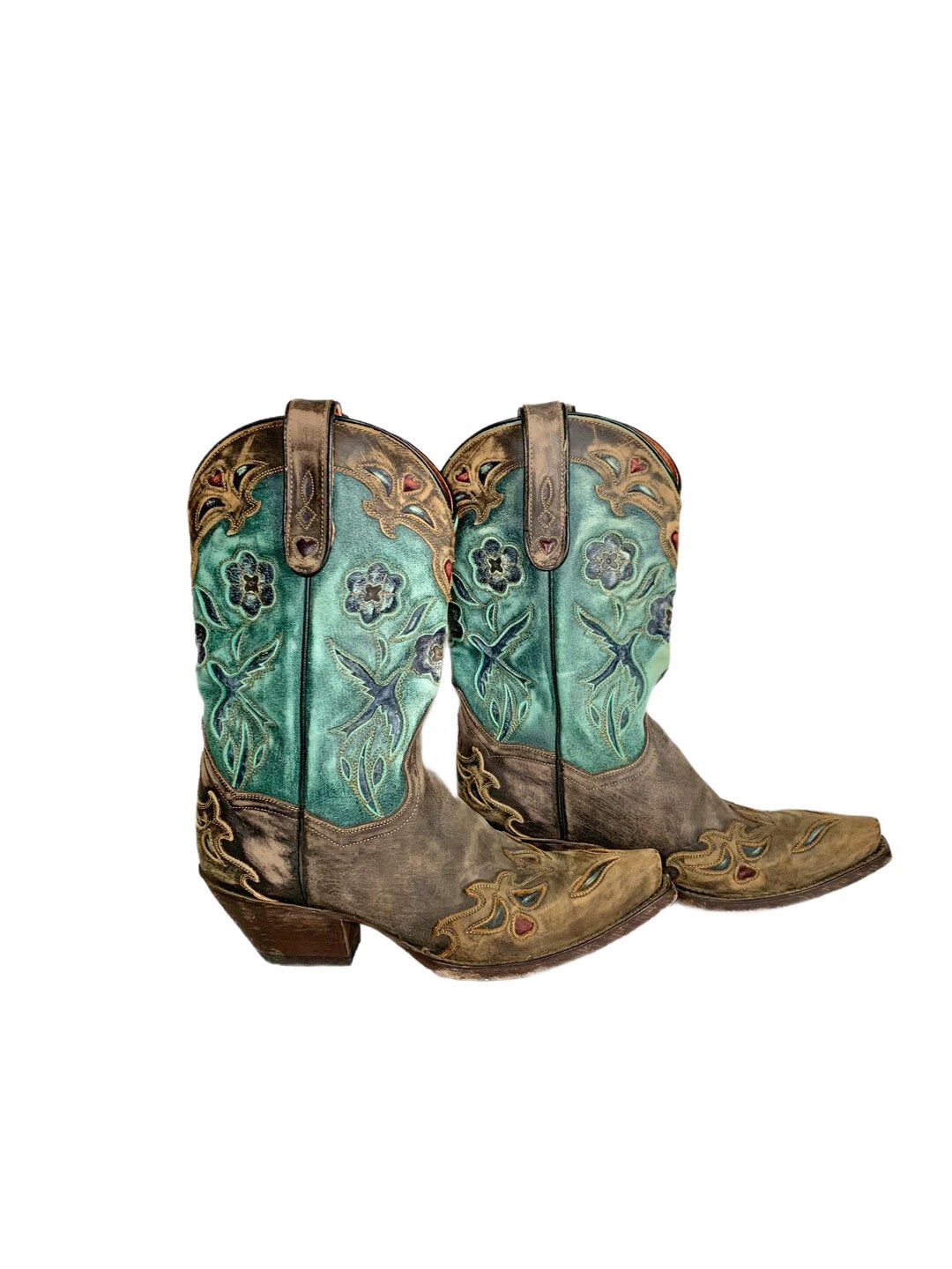 Pre-owned Dan Post Women’s Blue Bird Wingtip Cowboy Western Boots ...