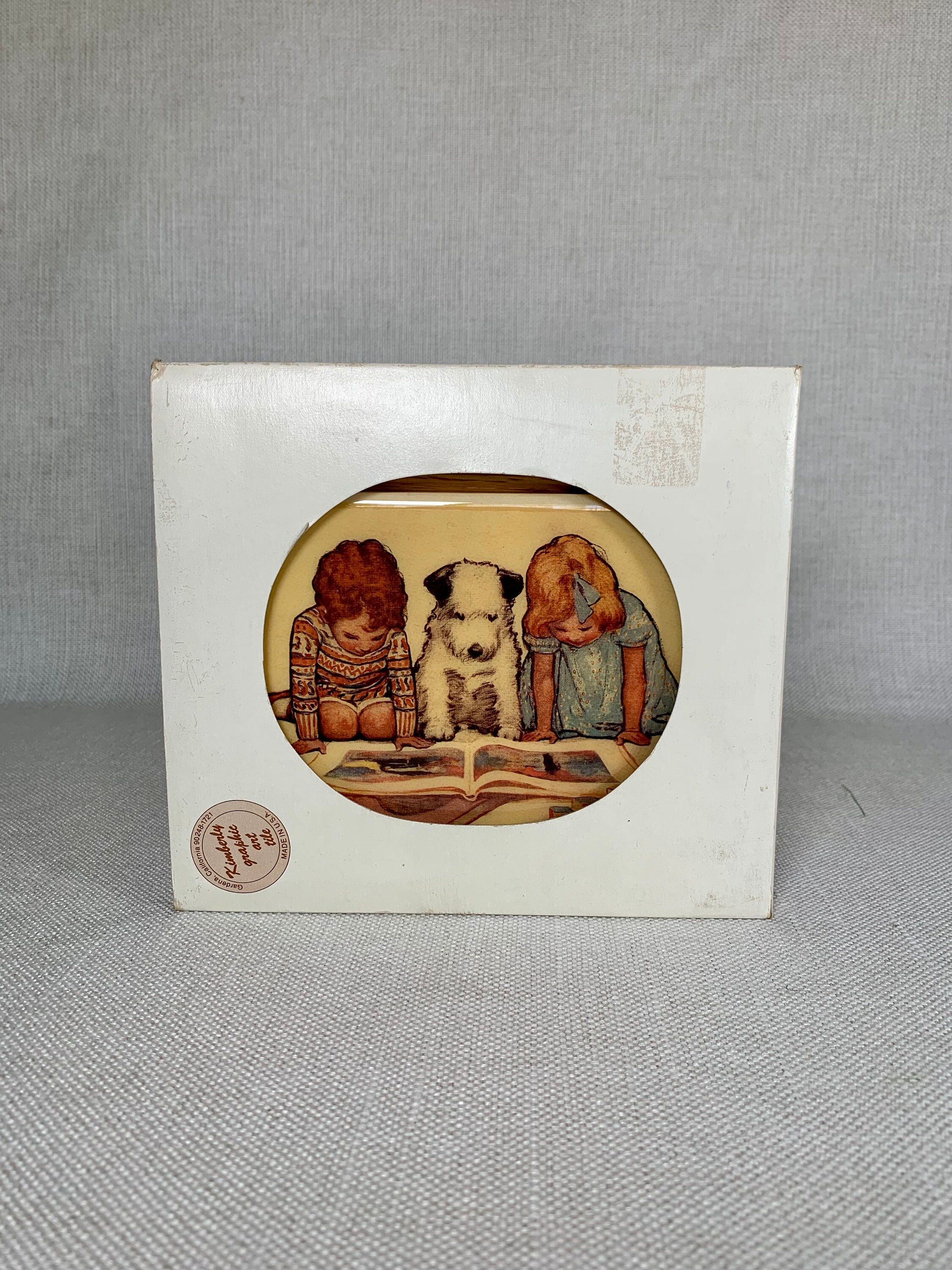 Vintage Kimberly Enterprises Wood Framed Ceramic Tile Young - Etsy