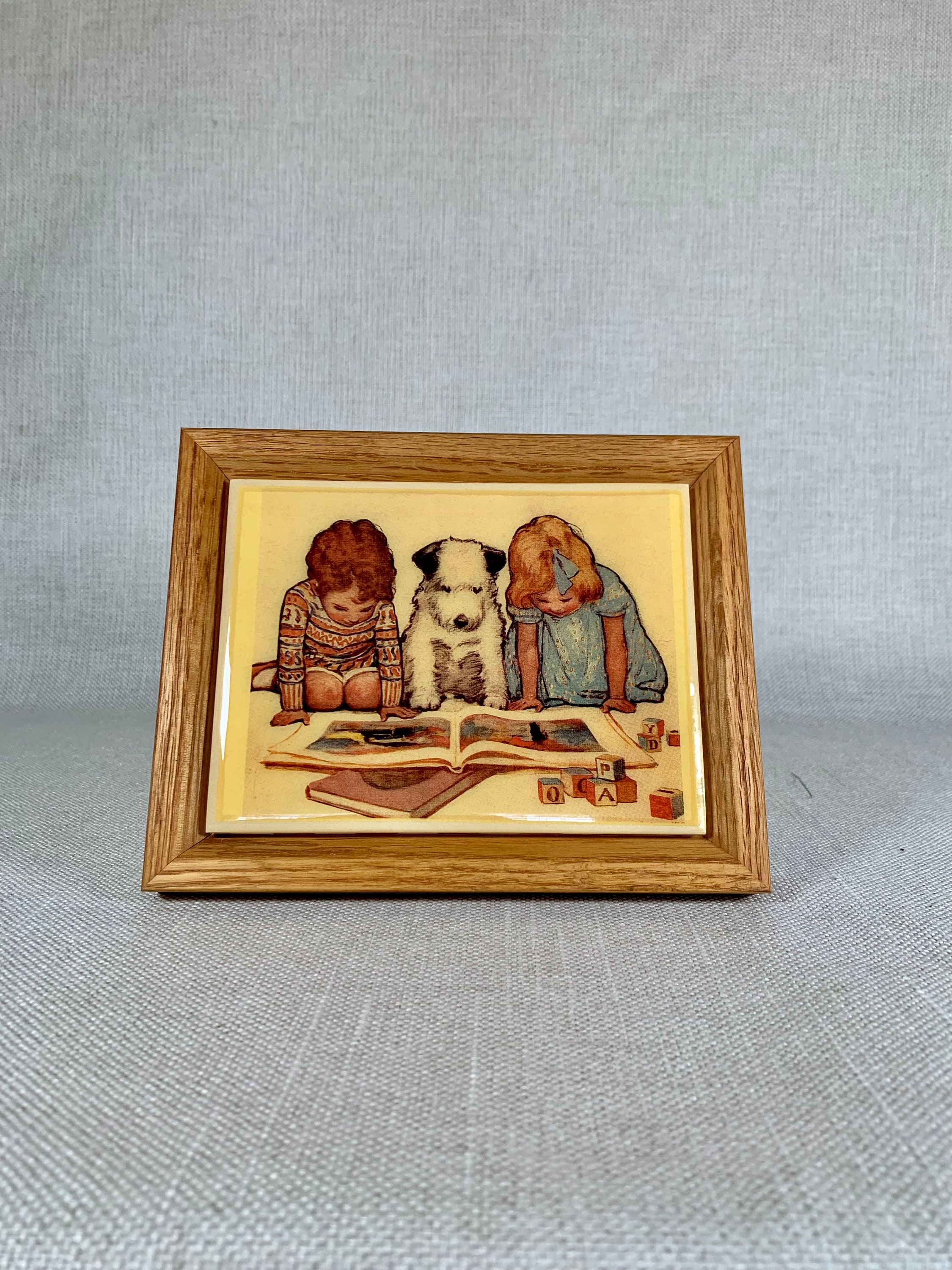 Vintage Kimberly Enterprises Wood Framed Ceramic Tile Young - Etsy