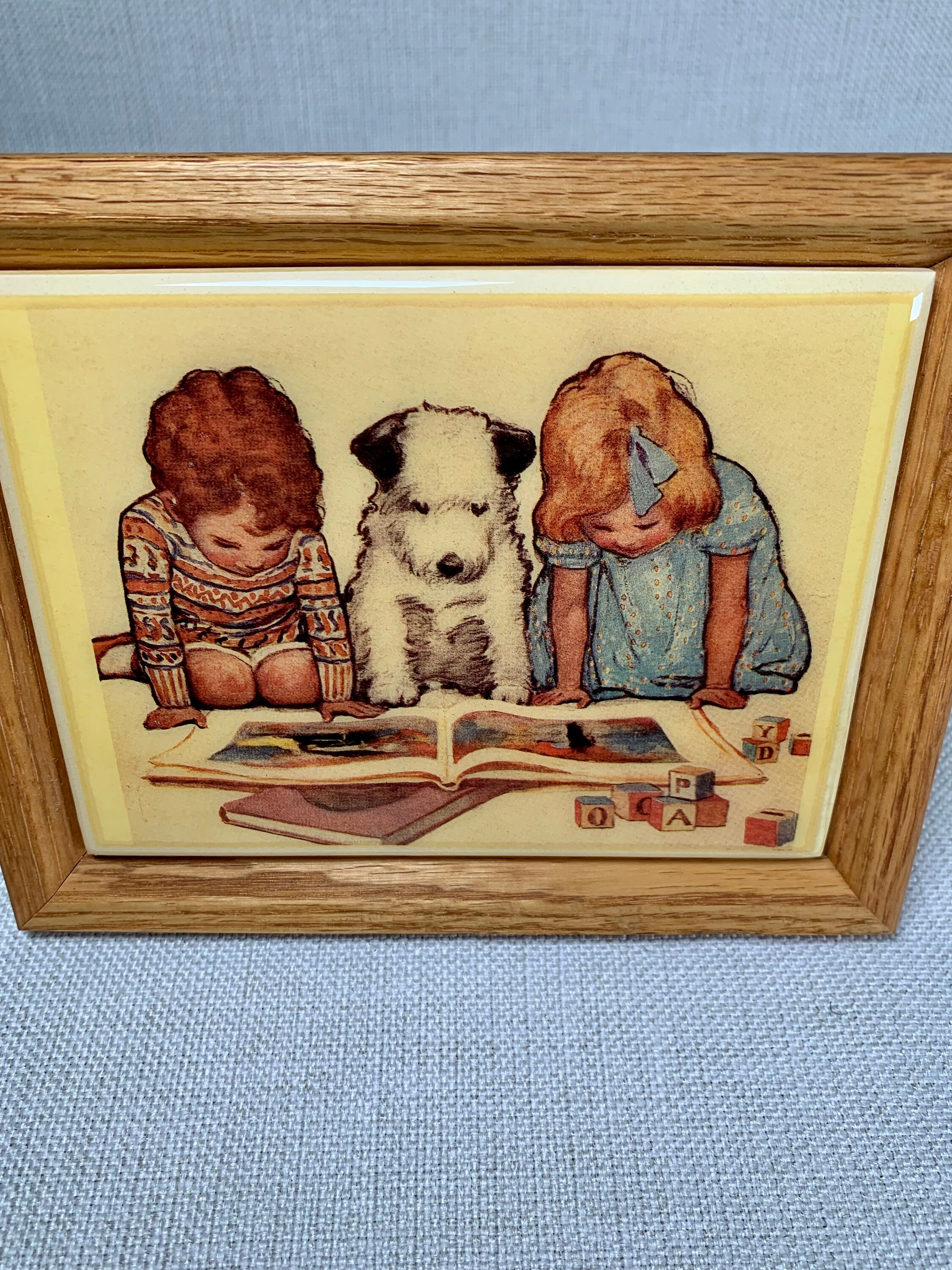 Vintage Kimberly Enterprises Wood Framed Ceramic Tile Young - Etsy