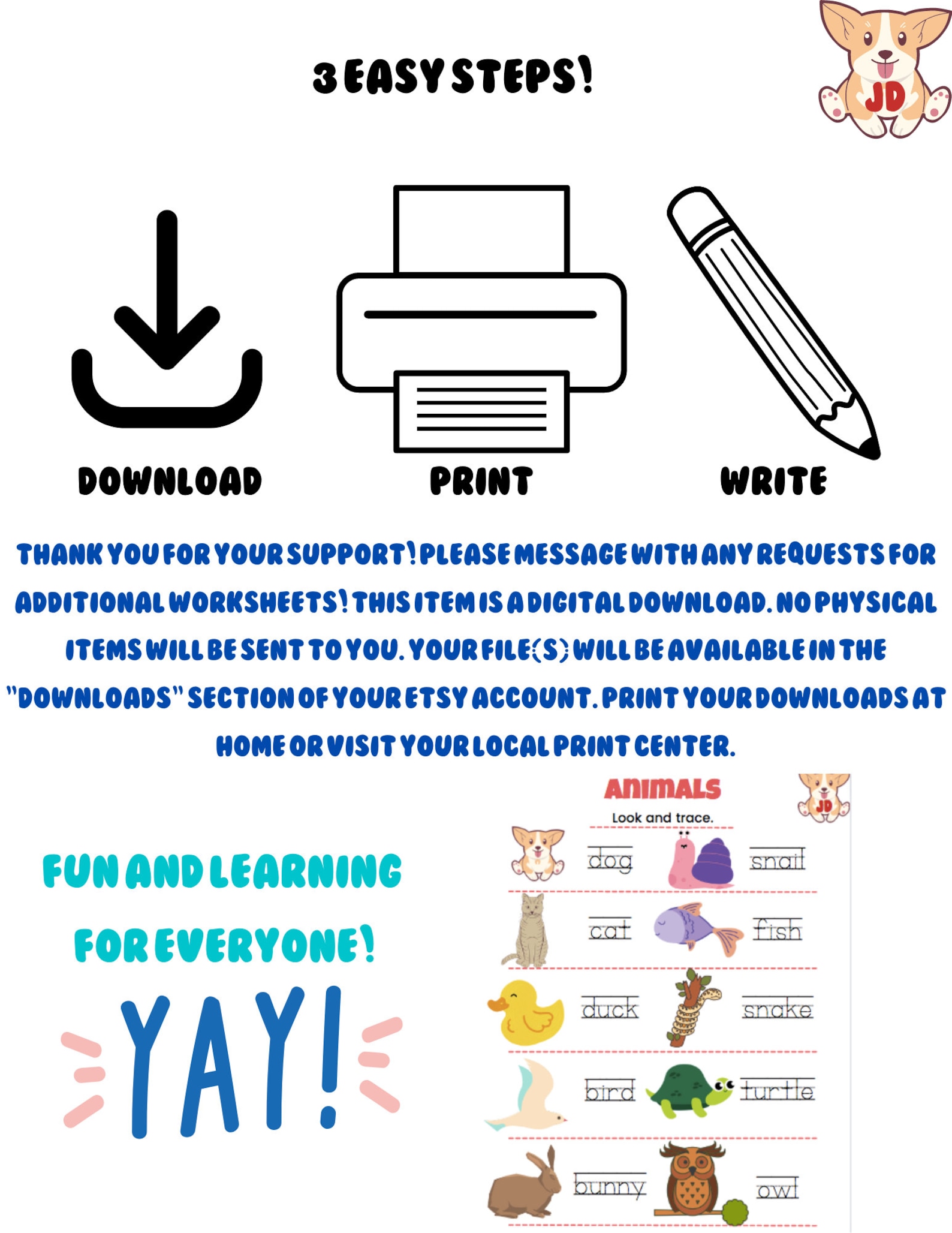 11 Page Printable Tracing Worksheet Bundle | Learn to Write | Digital ...