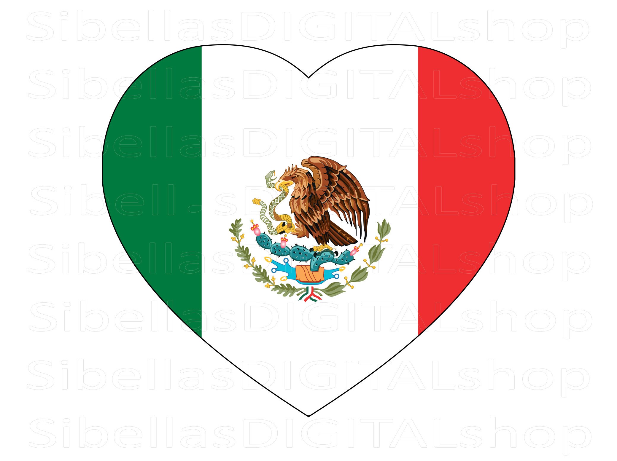 Patriotic Mexico Heart Flag Map Instant Download PNG SVG Jpg ...